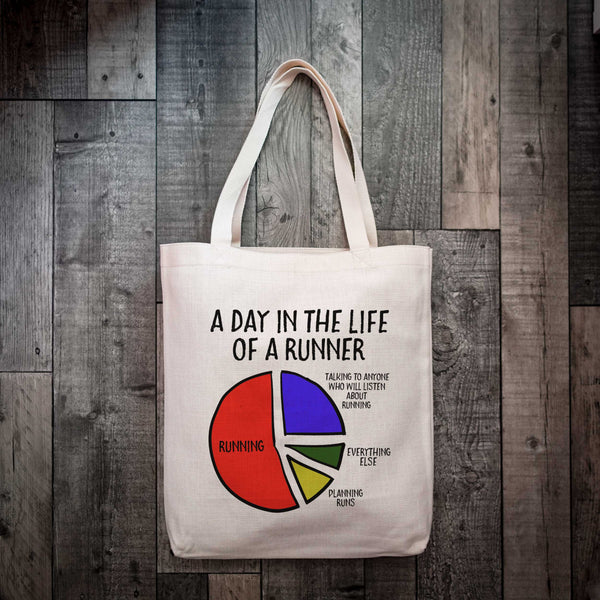 Priorities In A Slice - Day In The Life Of A Runner Tote Bag | Running ...