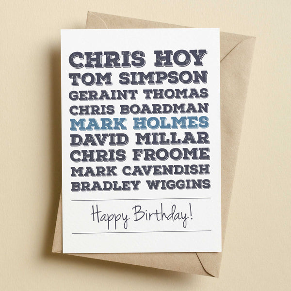 Famous Male Road Bikers - Birthday Card - EllieBeanPrints