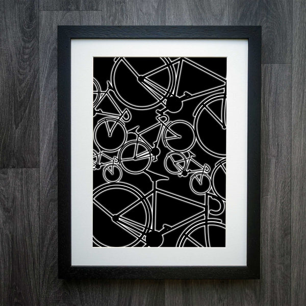Exclusive Glow Bikes Collage Cycling Print: Unique Gift for Bike Lovers ...