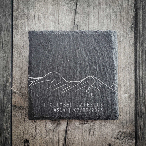 Personalised I Climbed Catbells Slate Summit Coaster - EllieBeanPrints