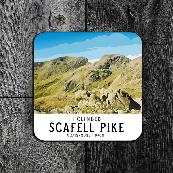 I Climbed Scafell Pike Personalised Summit Coaster | Travel Poster Sty ...