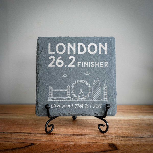 London 26.2 Finisher Skyline Slate Marathon Coaster - EllieBeanPrints