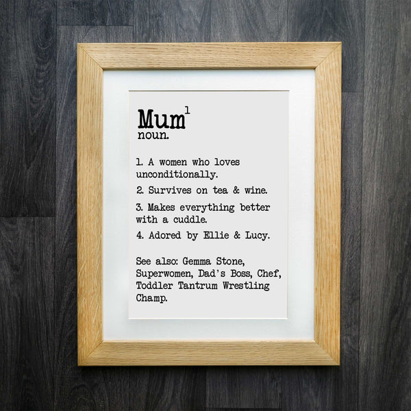 Personalised Mum Dictionary Definition Print: The Ideal Present to Cel ...