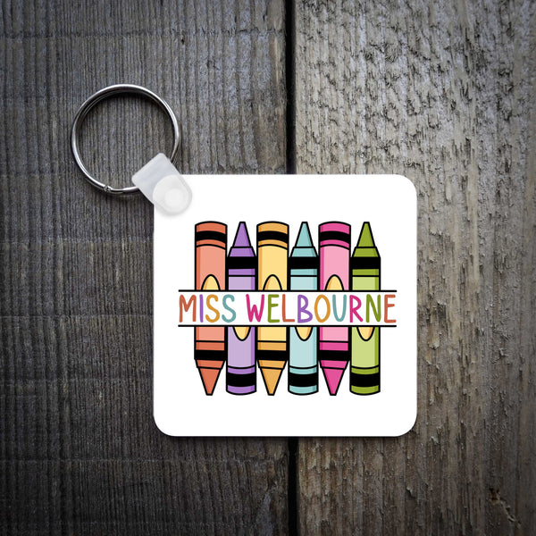 Personalised Crayons Teacher Key Ring - EllieBeanPrints
