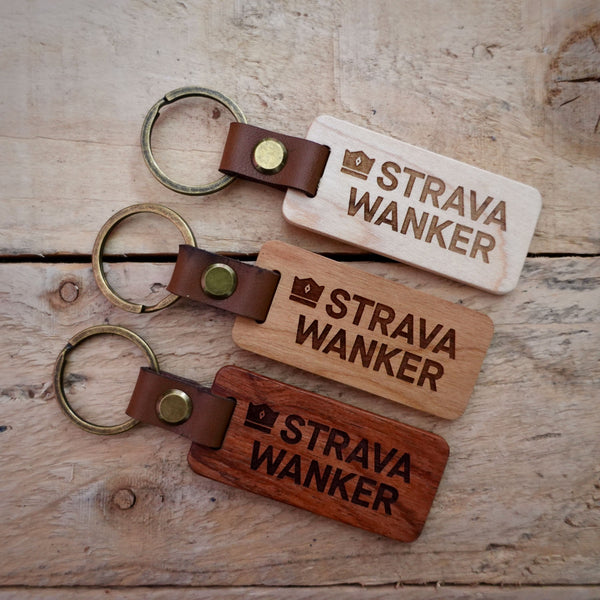 Strava Wooden Laser Engraved Key Ring– Dark, Mid, or Light Wood Option ...