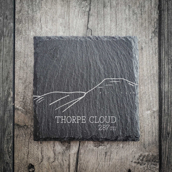 Thorpe Cloud Slate Summit Line Art Coaster - EllieBeanPrints