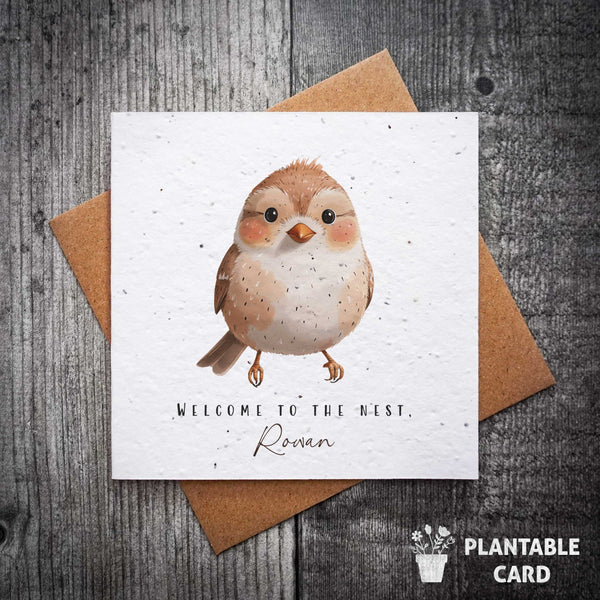 Personalised Plantable New Baby Card – Baby Bird Design with "Welcome ...
