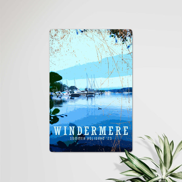 Personalised Lake Windermere Vintage-Style Travel Sign: Boats & Serene ...