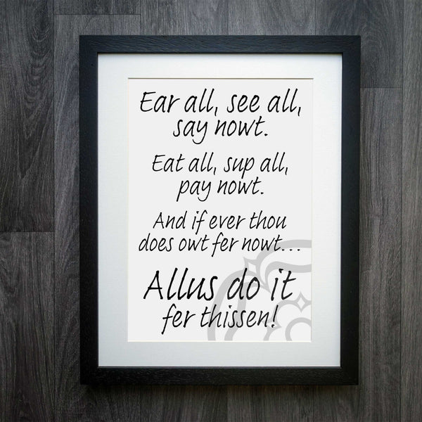 Nowt Yorkshire Dialect Print: Capturing the Very Essence of Yorkshire ...