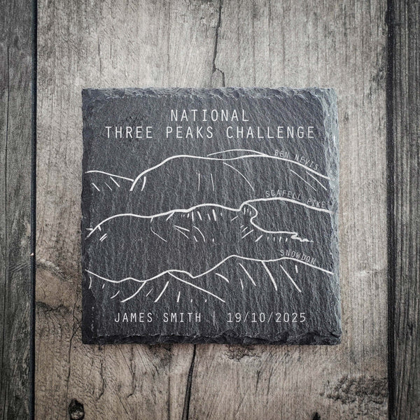 National Three Peaks Challenge Personalised Slate Coaster - EllieBeanPrints
