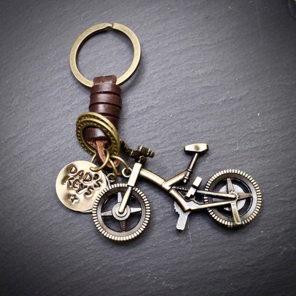 Dad's Keys Antique Bronze Mountain Bike Keyring - EllieBeanPrints