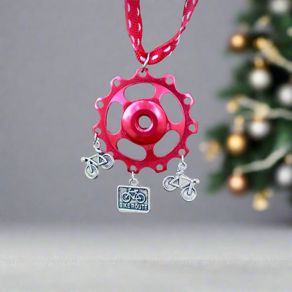 Jockey Wheel Christmas Tree Decoration – Cycling Ornament in Red, Gold ...