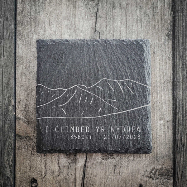 Personalised I Climbed Snowdon Slate Summit Coaster - EllieBeanPrints