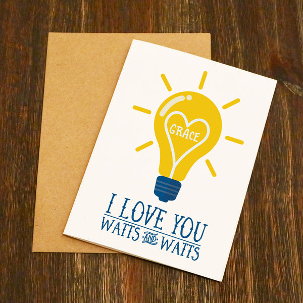 I Love You Watts & Watts Personalised Valentine's Card - EllieBeanPrints