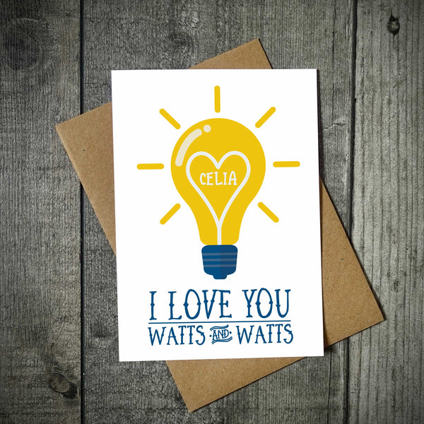 I Love You Watts & Watts Personalised Valentine's Card - EllieBeanPrints