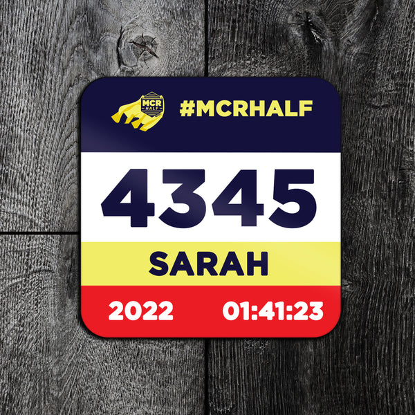 Personalised Manchester Half Marathon Race Bib Coaster 2022 ...