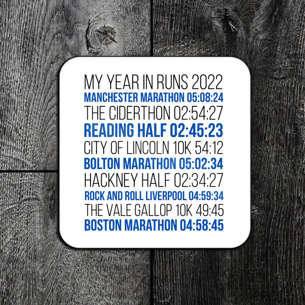 A Year In Runs Personalised Running Coaster - EllieBeanPrints