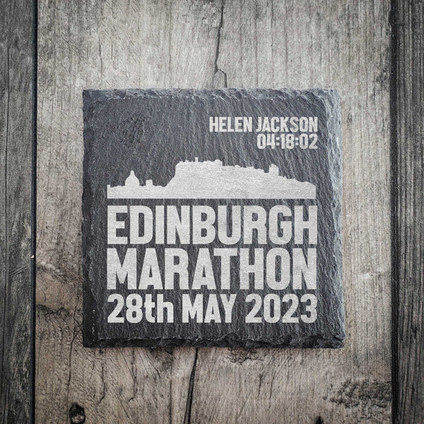 Personalised Edinburgh Marathon Coaster - Skyline - EllieBeanPrints